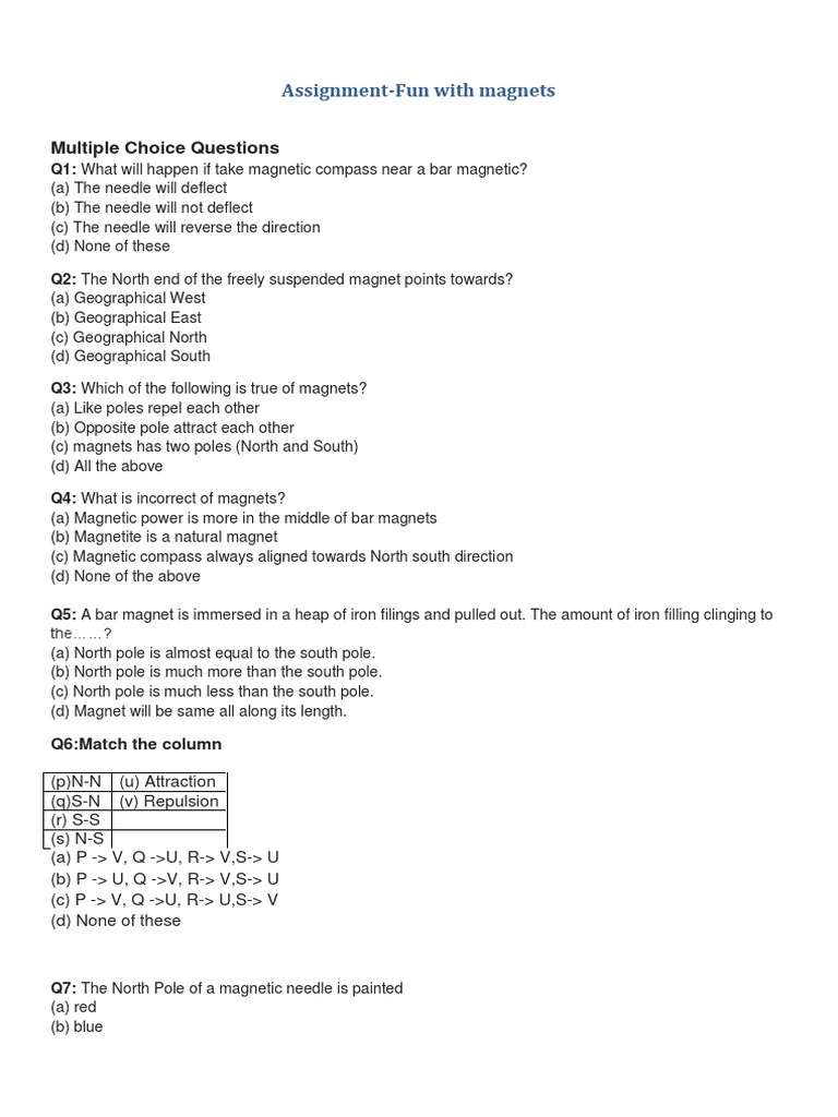 Understanding Magnetism Through Interactive Questions and Explanations ...