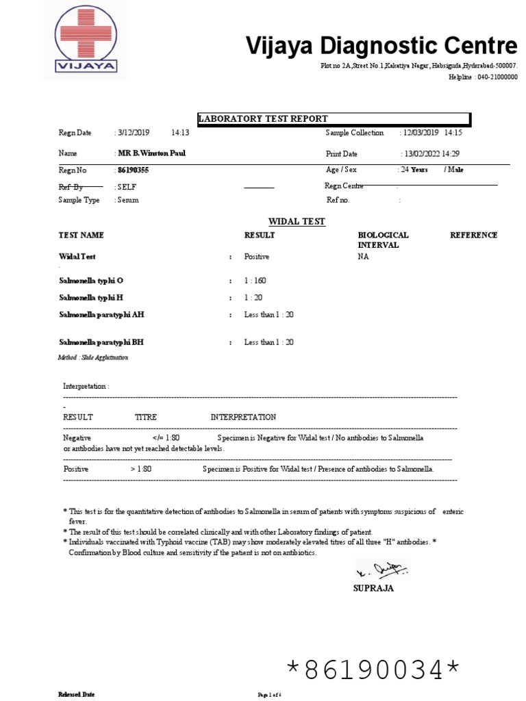 Vijaya Diagnostic Centre: Laboratory Test Report | PDF | White Blood ...
