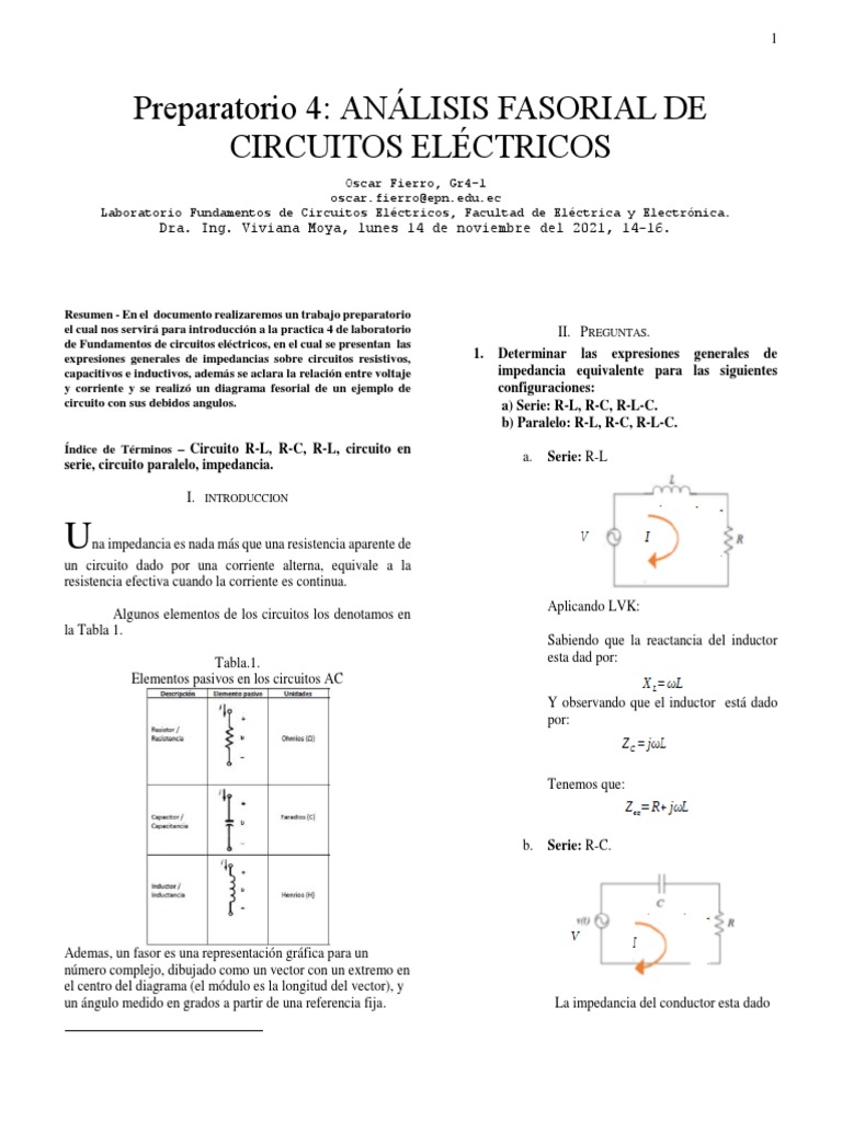 Análisis fasorial circuitos RLC | PDF | Impedancia eléctrica | Inductor