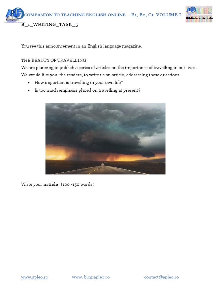 B - 1 - WRITING - TASK - 5: Companion To Teaching English Online | PDF ...