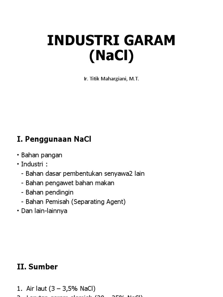 INDUSTRI GARAM (NaCl) Na2CO3 NaOH Edit | PDF