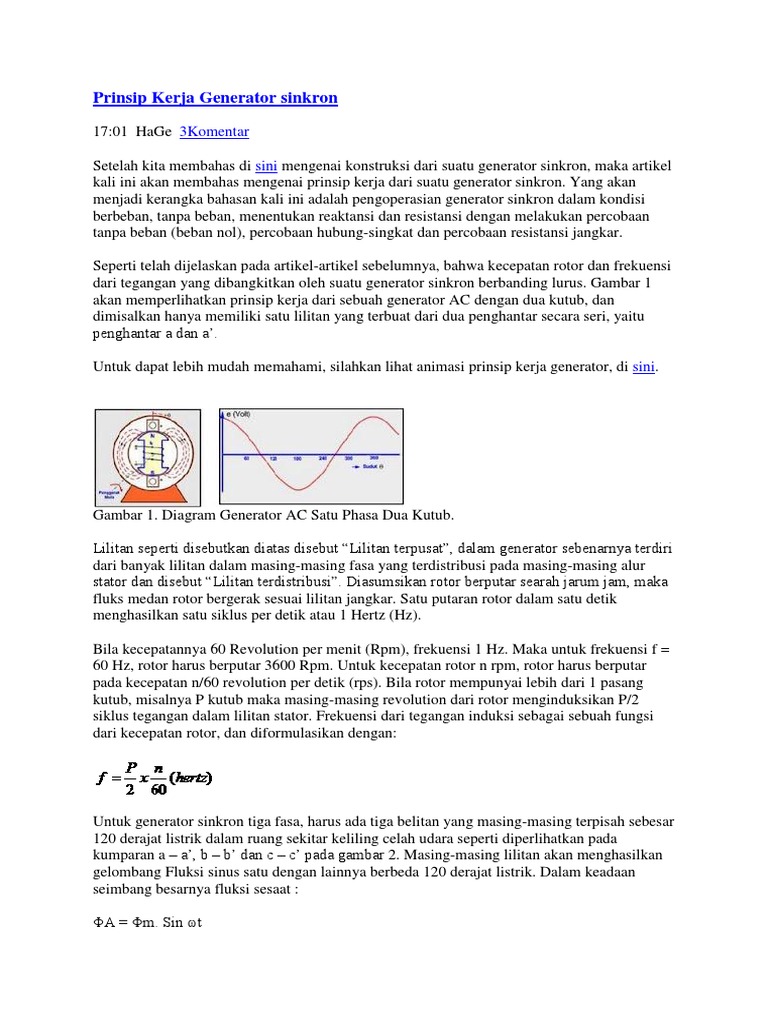 Adoc - Pub - Prinsip Kerja Generator Sinkron | PDF