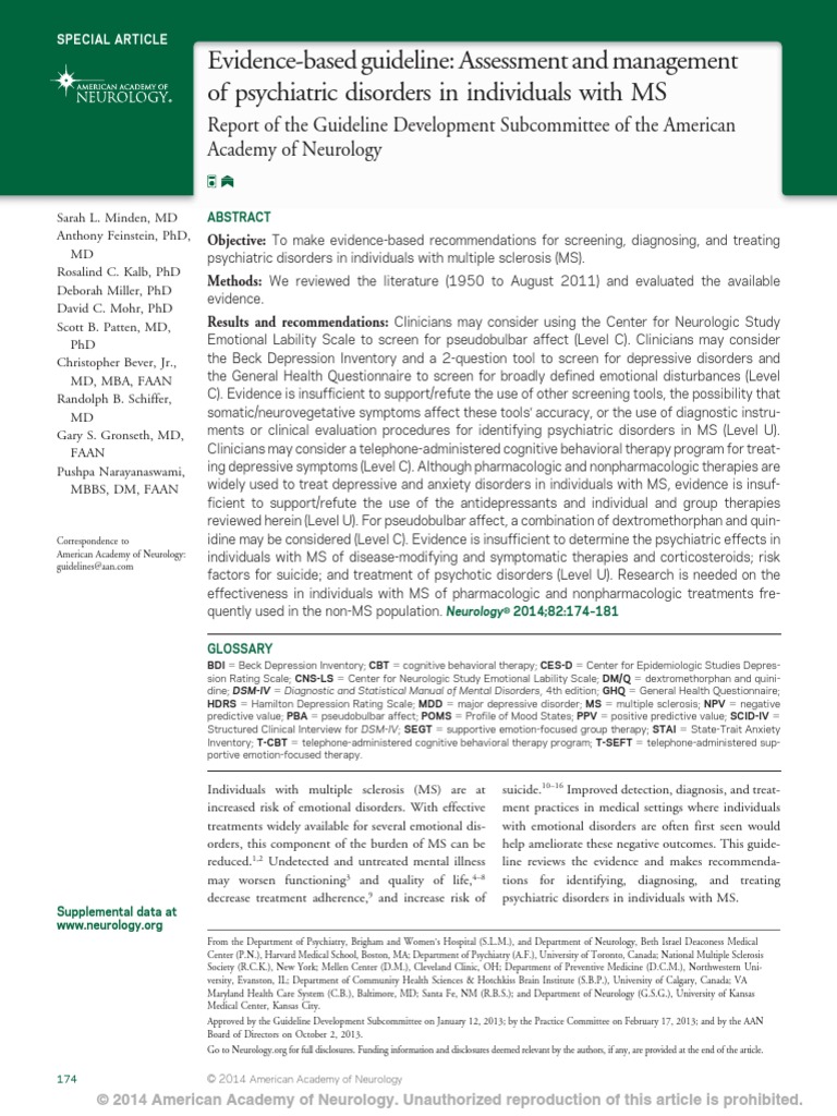 Evidence Based Guideline Assessment And Management Of Psychiatric