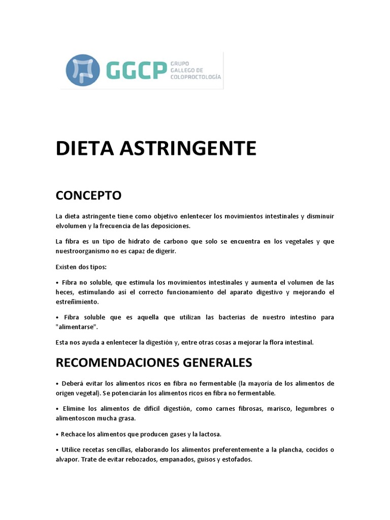 Dieta Astringente | PDF | Carne | Dieta y nutrición