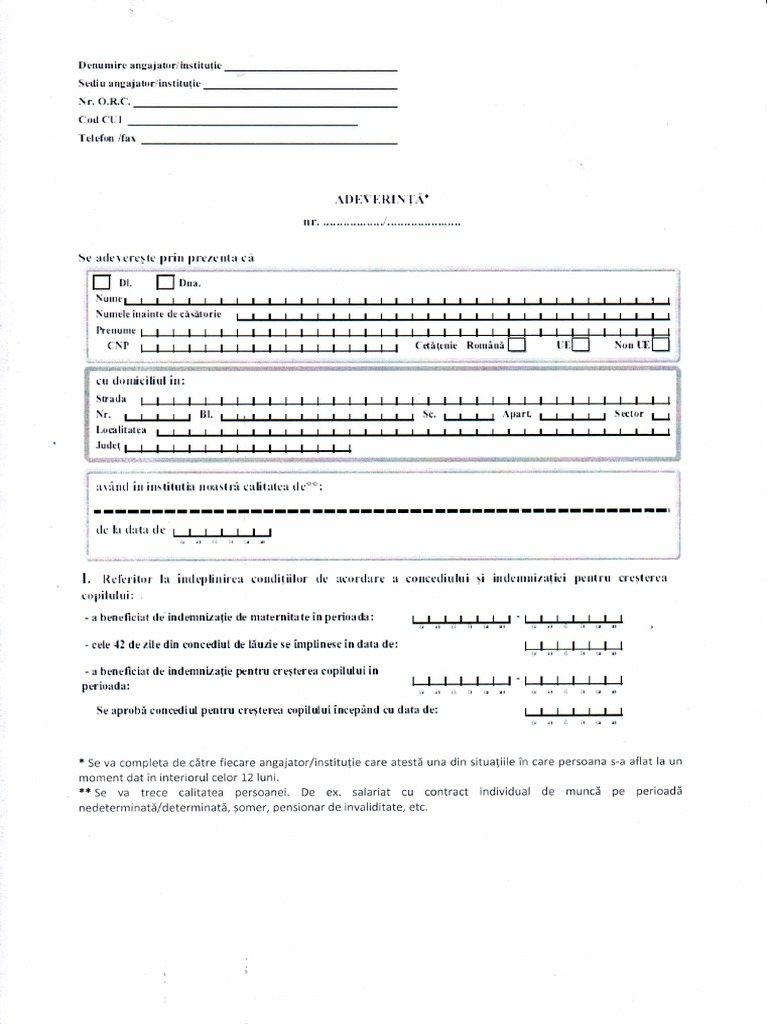 Adeverinta Angajator Model 2021 | PDF