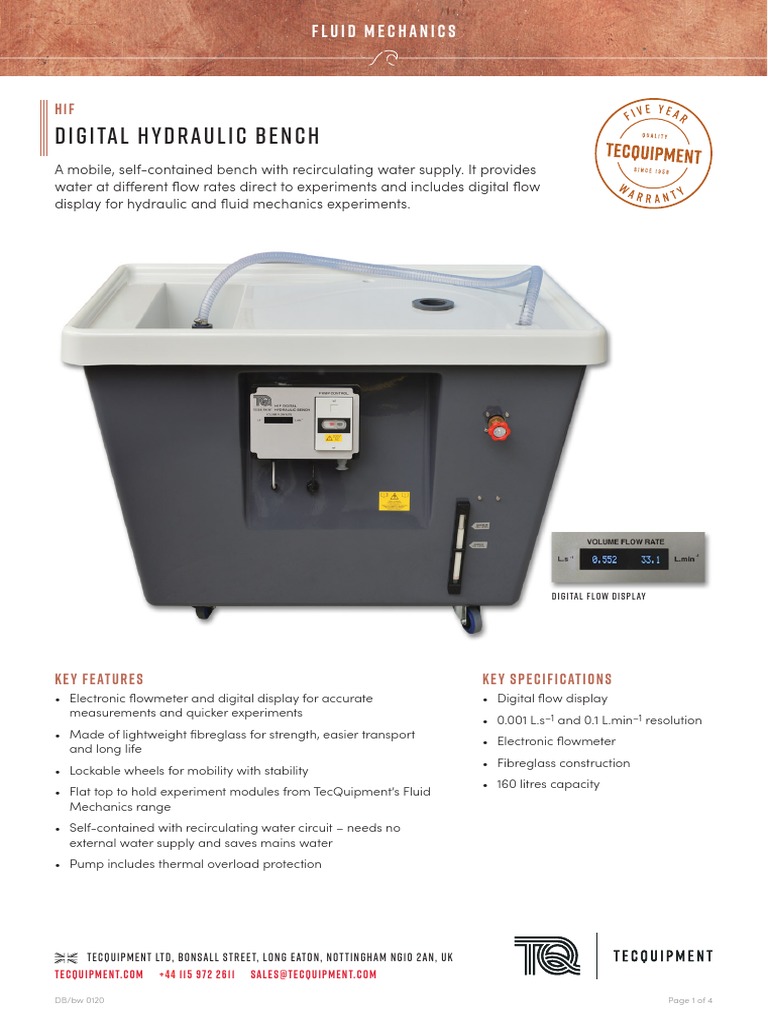 Digital Fluid Bench for Mechanics Experiments | PDF | Flow Measurement ...