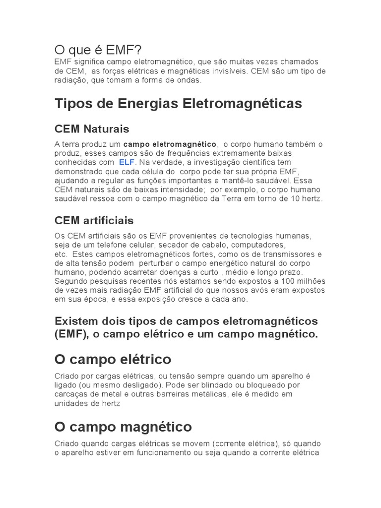 O Que É Emf | PDF | Espectro eletromagnético | Radiação eletromagnética