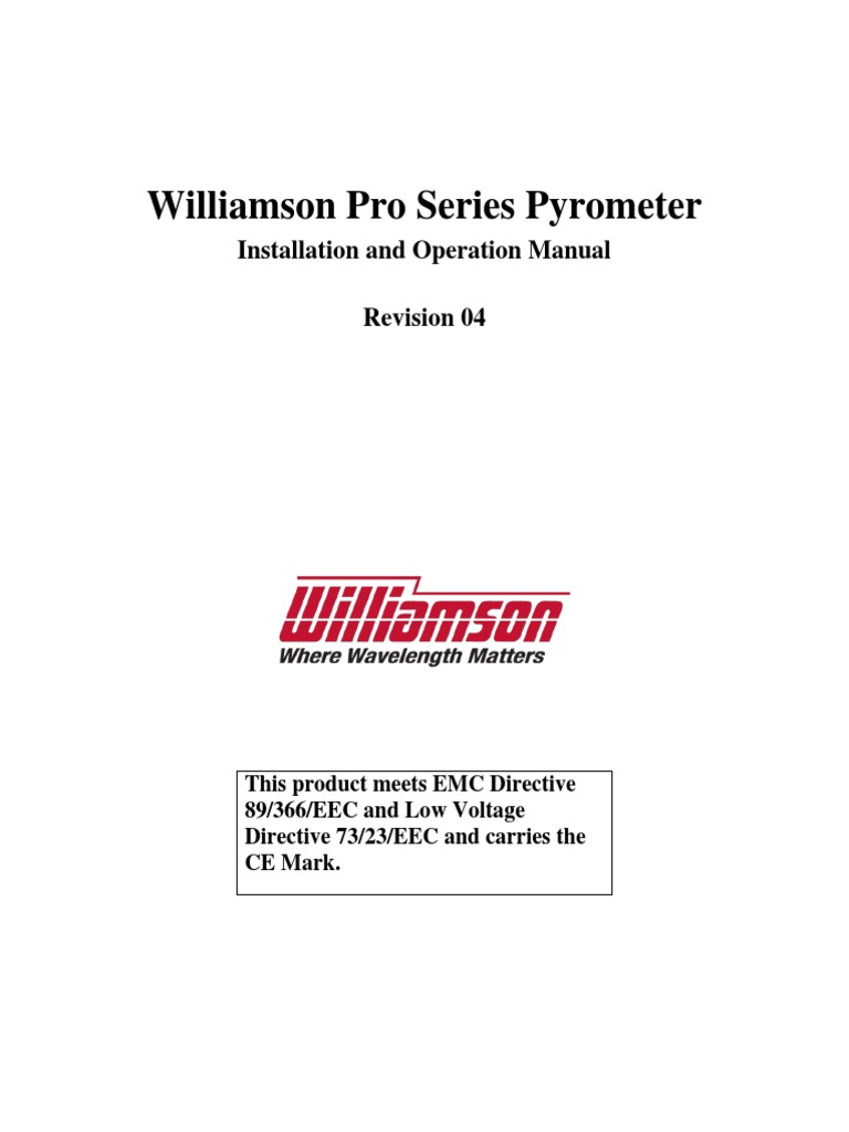 Williamson Pro Series Pyrometer: Installation and Operation Manual ...