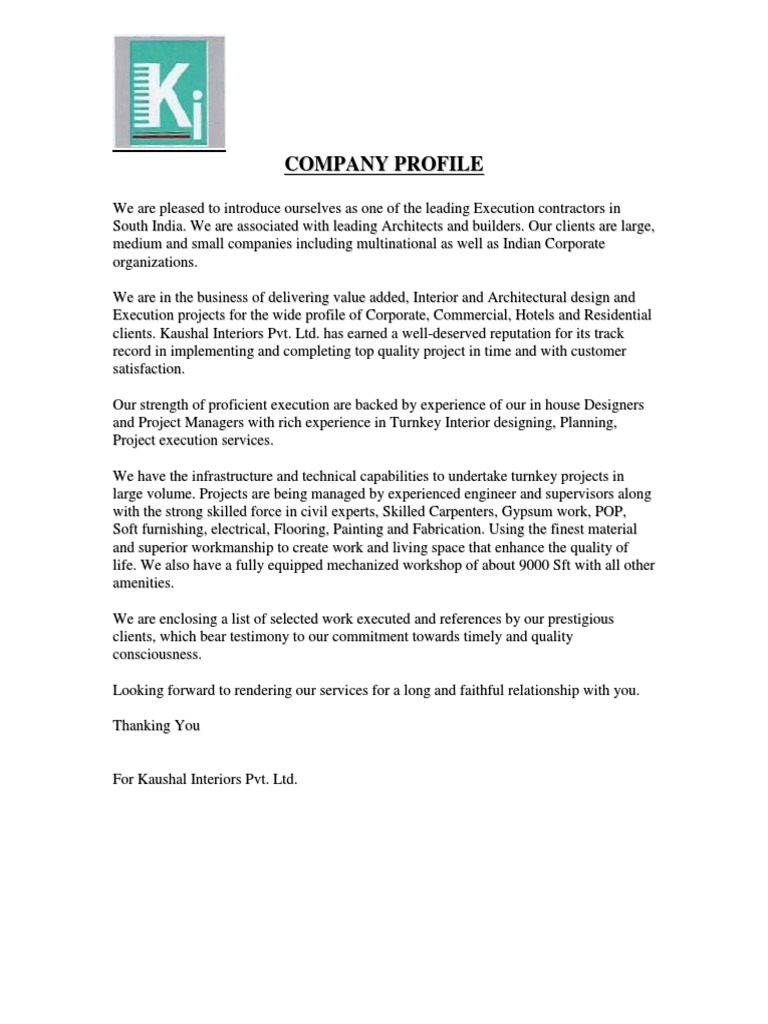 Company Profile Sample Civil Contractor | PDF