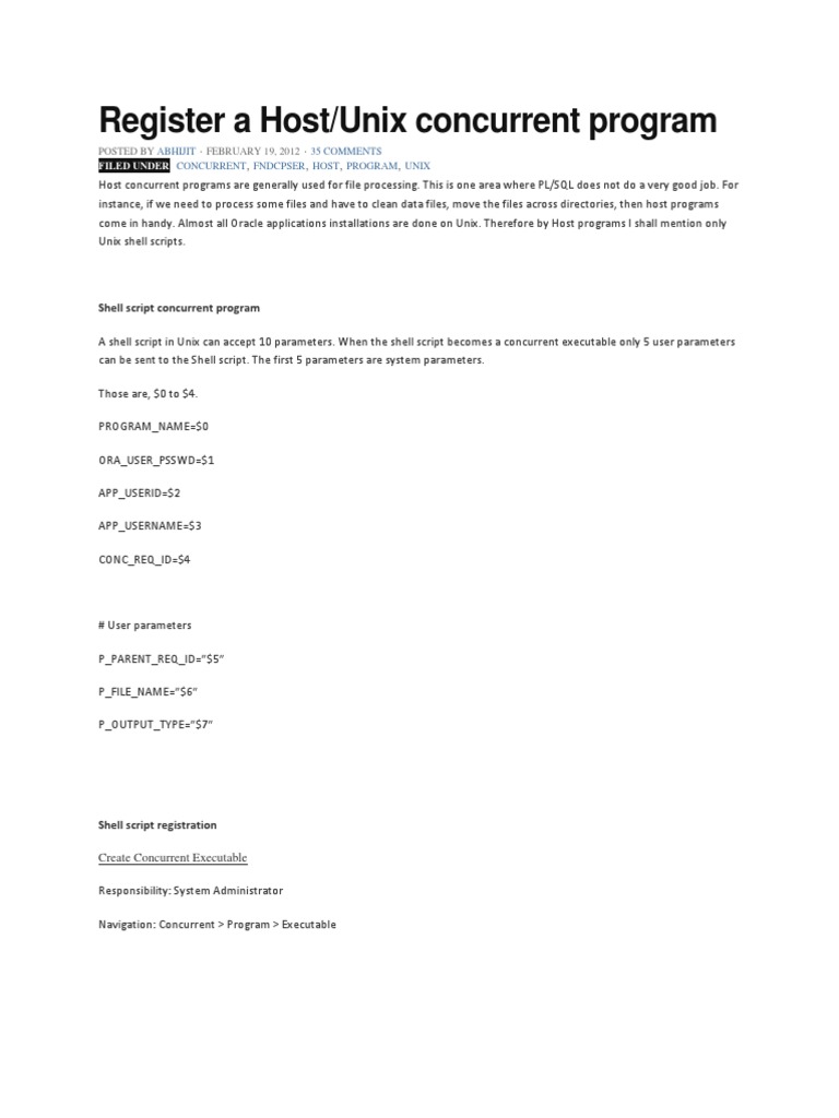 Oracle eBS Register Host Program | PDF | Computers