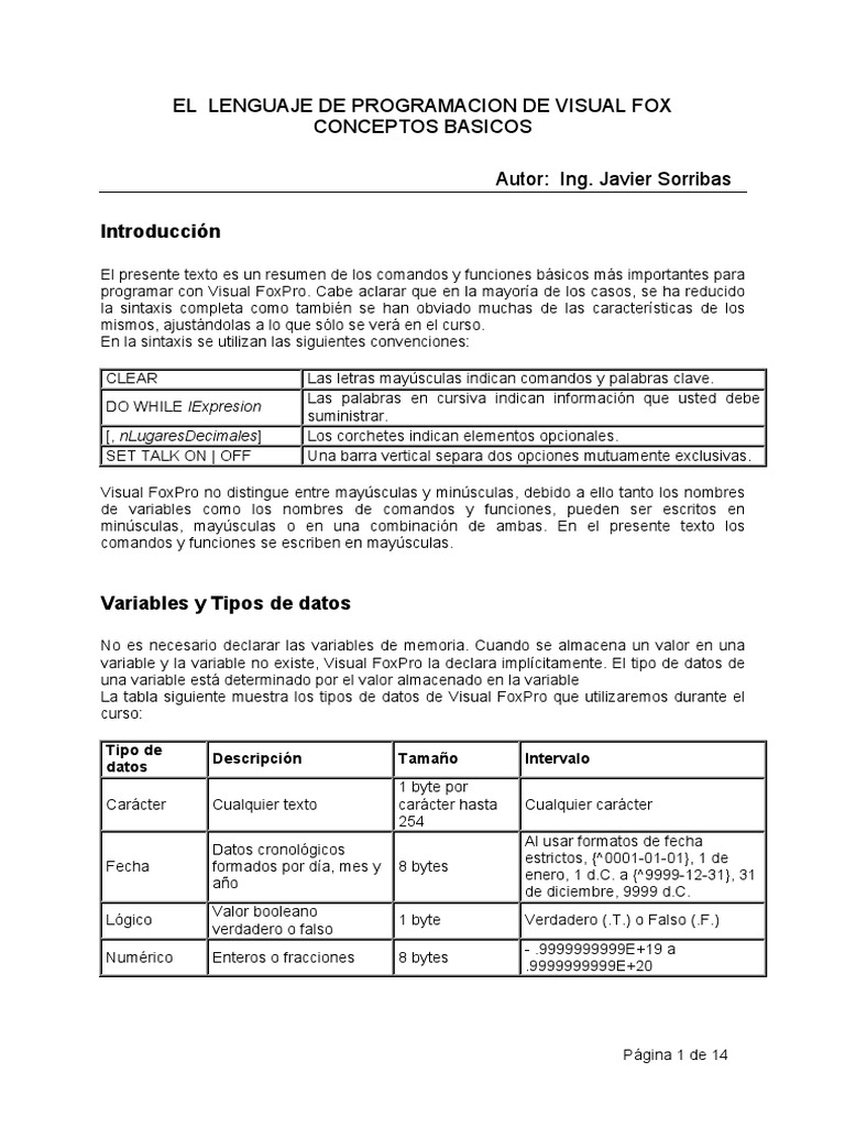 02 - Lenguaje - Fox - Comandos - y - Funciones - Programacion | PDF ...