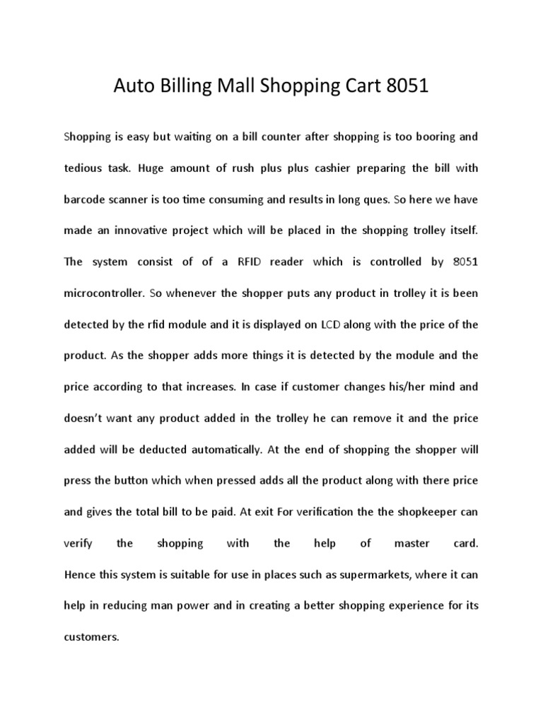 Auto Billing Mall Shopping Cart 8051 | PDF