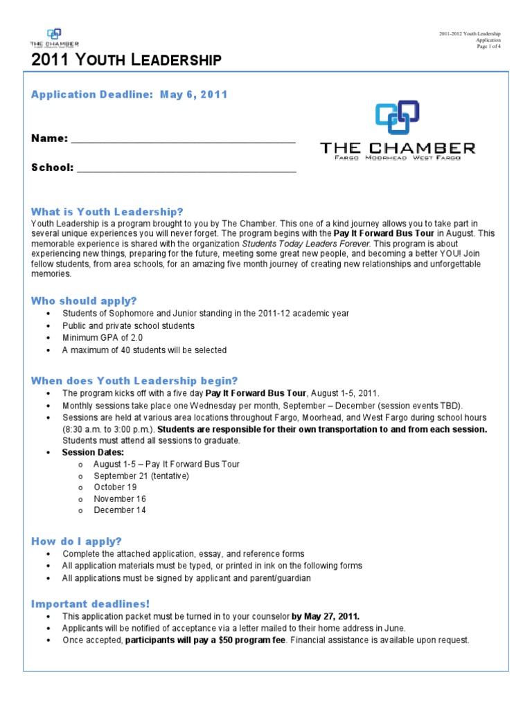 YLP Application 2011-12 - Updated | PDF | Essays | Leadership
