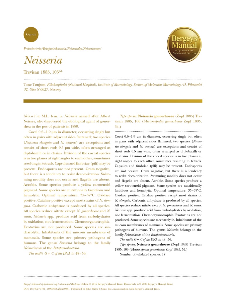 Neisseria | PDF | Microorganism | Biology