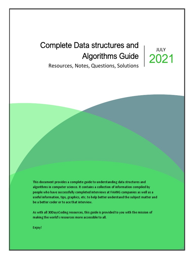Complete Data Structures And Algorithms Guide Resources Notes 