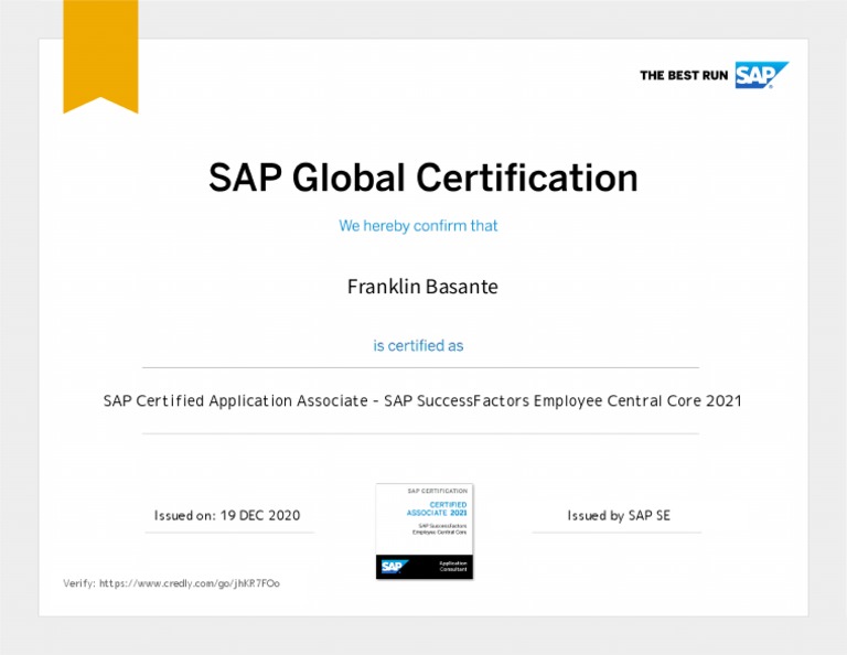 SAP Certified Application Associate SAP SuccessFactors Employee Central ...