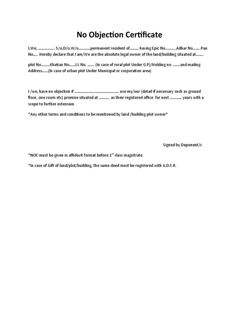 Noc Format | PDF