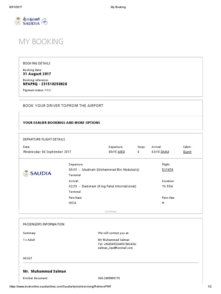 My Booking | PDF | Baggage | Salman Of Saudi Arabia