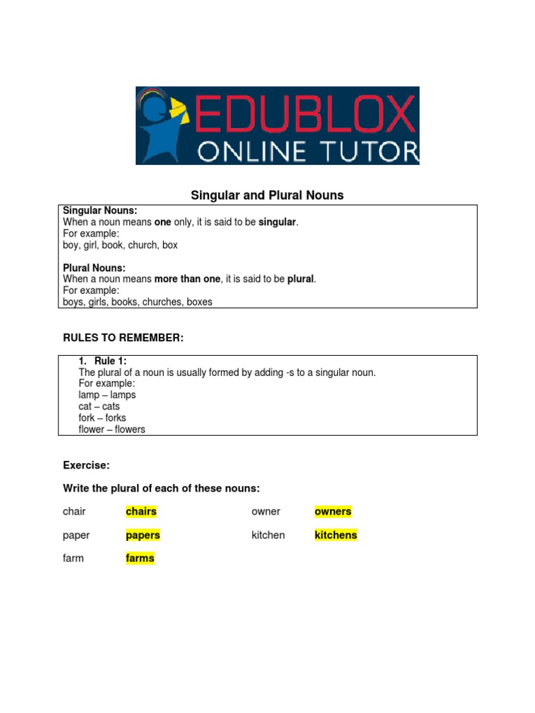 EnglishCourse Teachers Guide 6 Singular and Plural Nouns | PDF | Plural ...