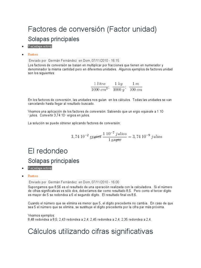 Factores de Conversión | PDF | Mole (Unidad) | Kilogramo