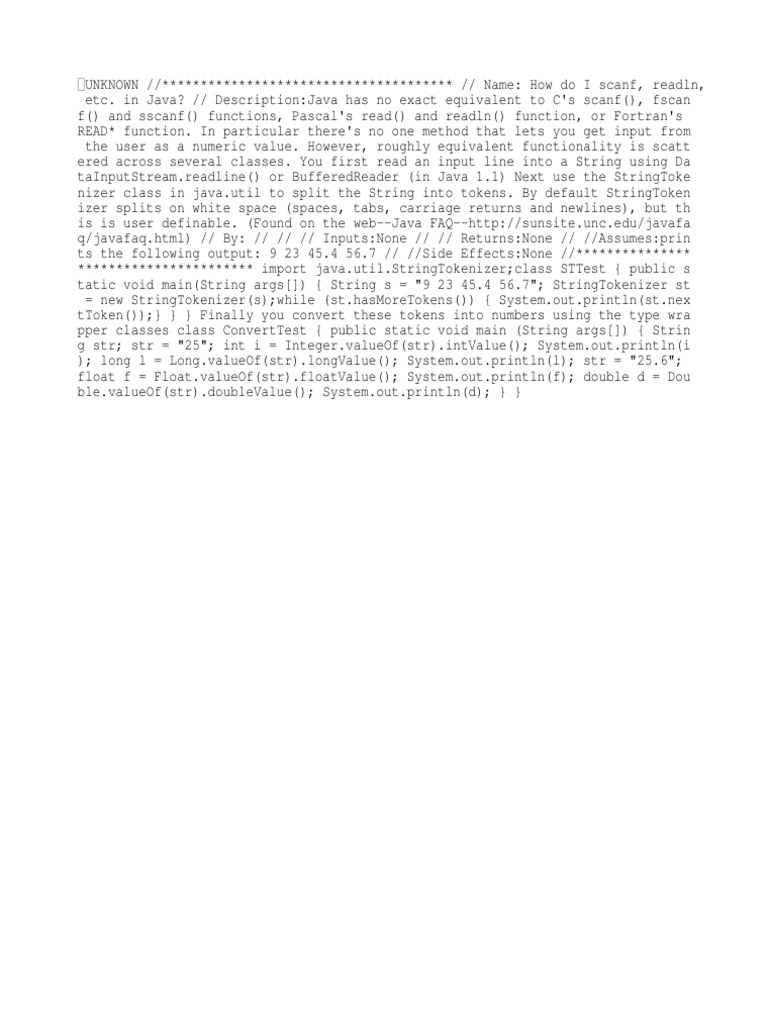 Java Input Parsing Guide | PDF | String (Computer Science) | Programming Paradigms