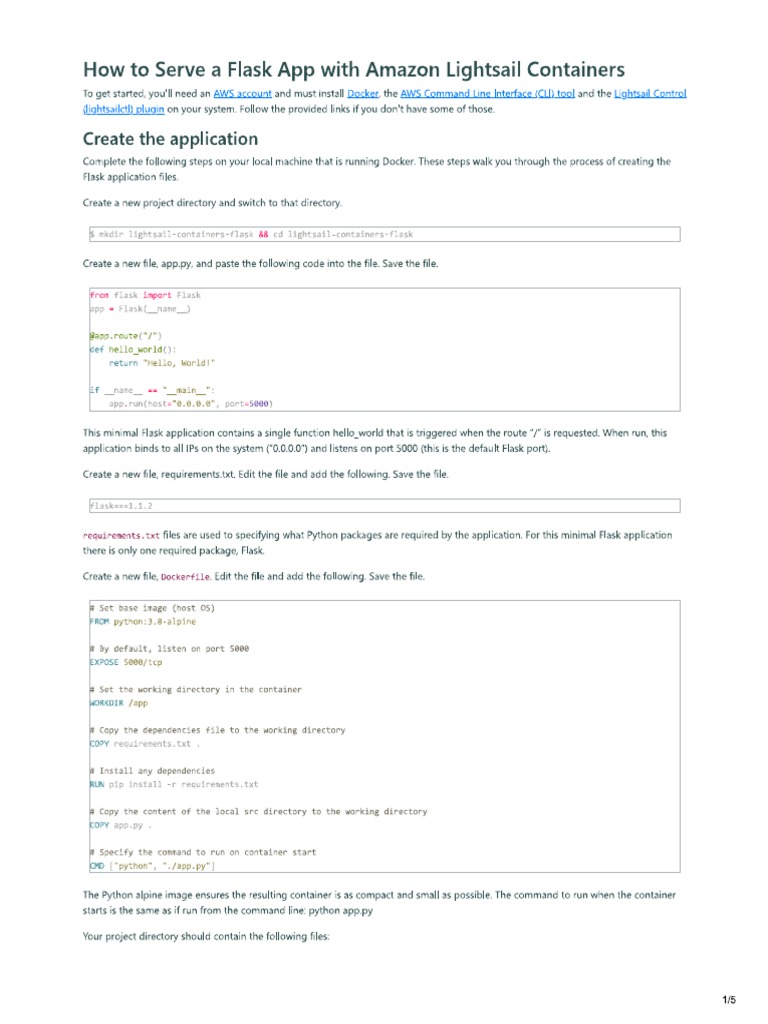 How To Serve A Flask App With Amazon Lightsail Containers | PDF