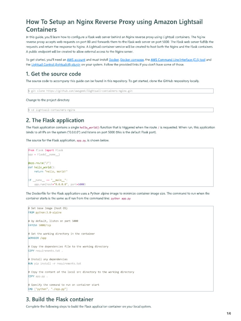 How To Setup An Nginx Reverse Proxy Using Amazon Lightsail Containers | PDF