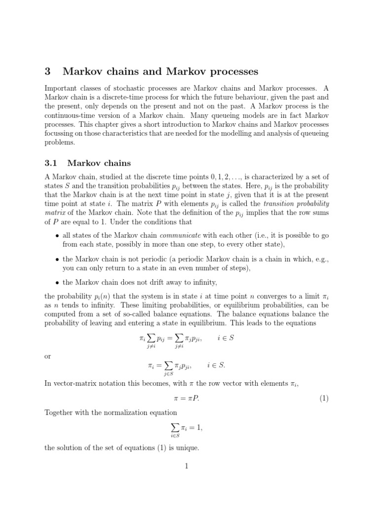 3 Markov Chains and Markov Processes | PDF | Markov Chain | Stochastic Process