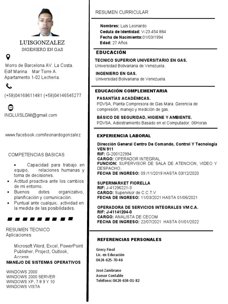 Curriculum Vitae Luis Gonzalez Moreno 1 | PDF | Microsoft Windows | Informática
