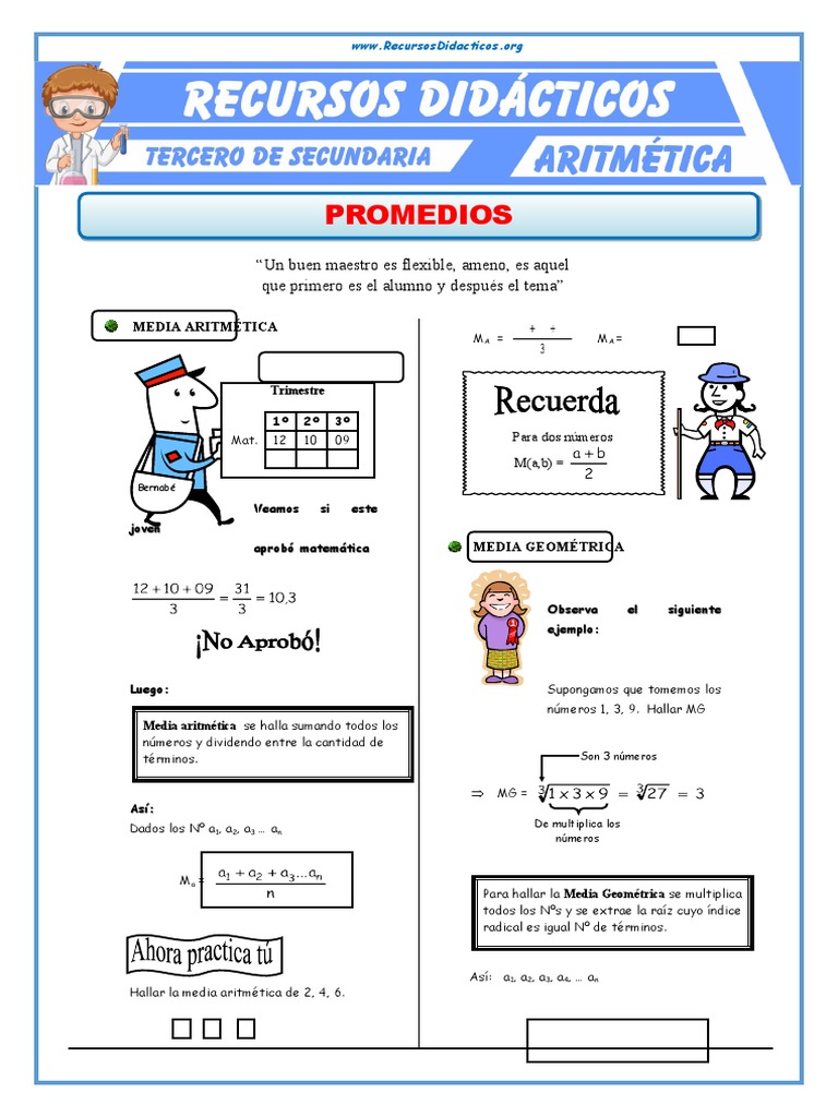 Ejercicios De Promedios Para Tercero De Secundaria Pdf Análisis