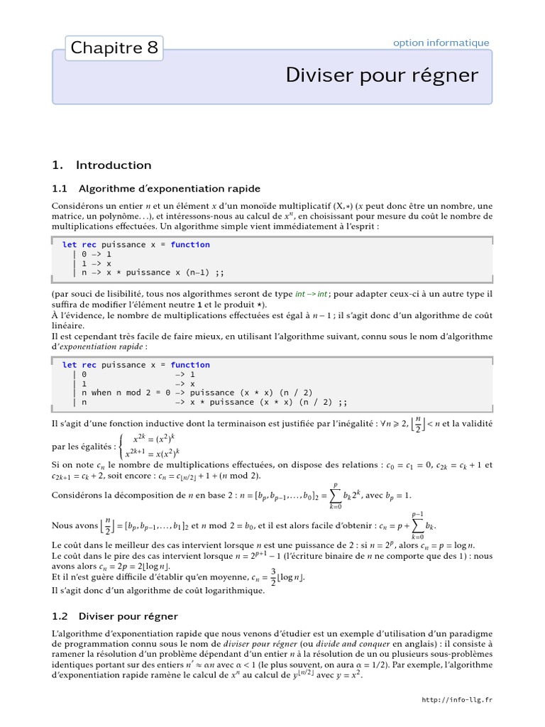 Algorithmes Diviser pour Régner | PDF | Matrice (Mathématiques) | Polynôme