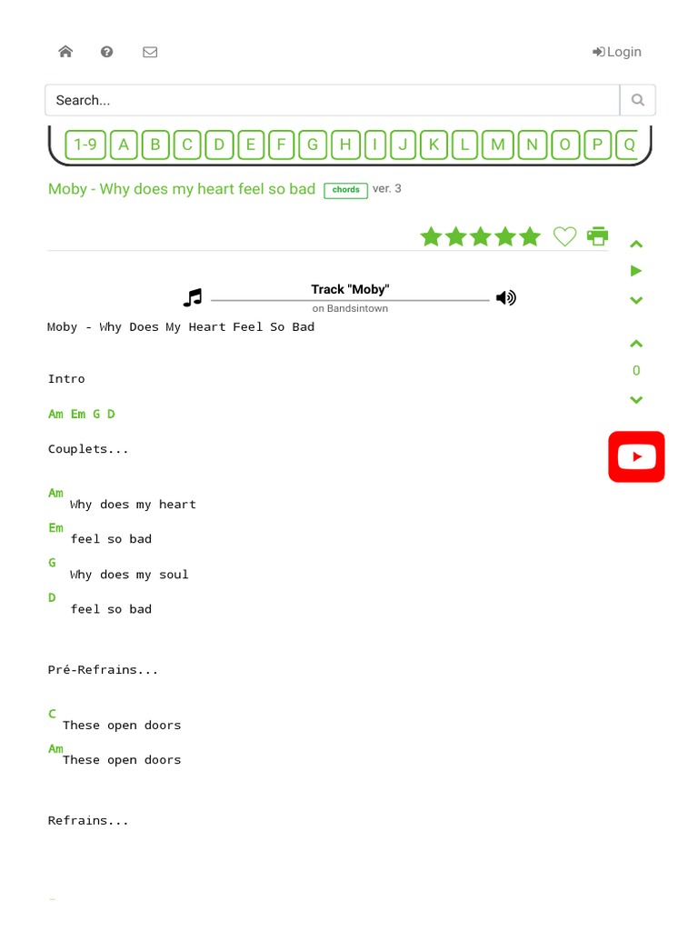 Moby - Why Does My Heart Feel So Bad Chords | PDF