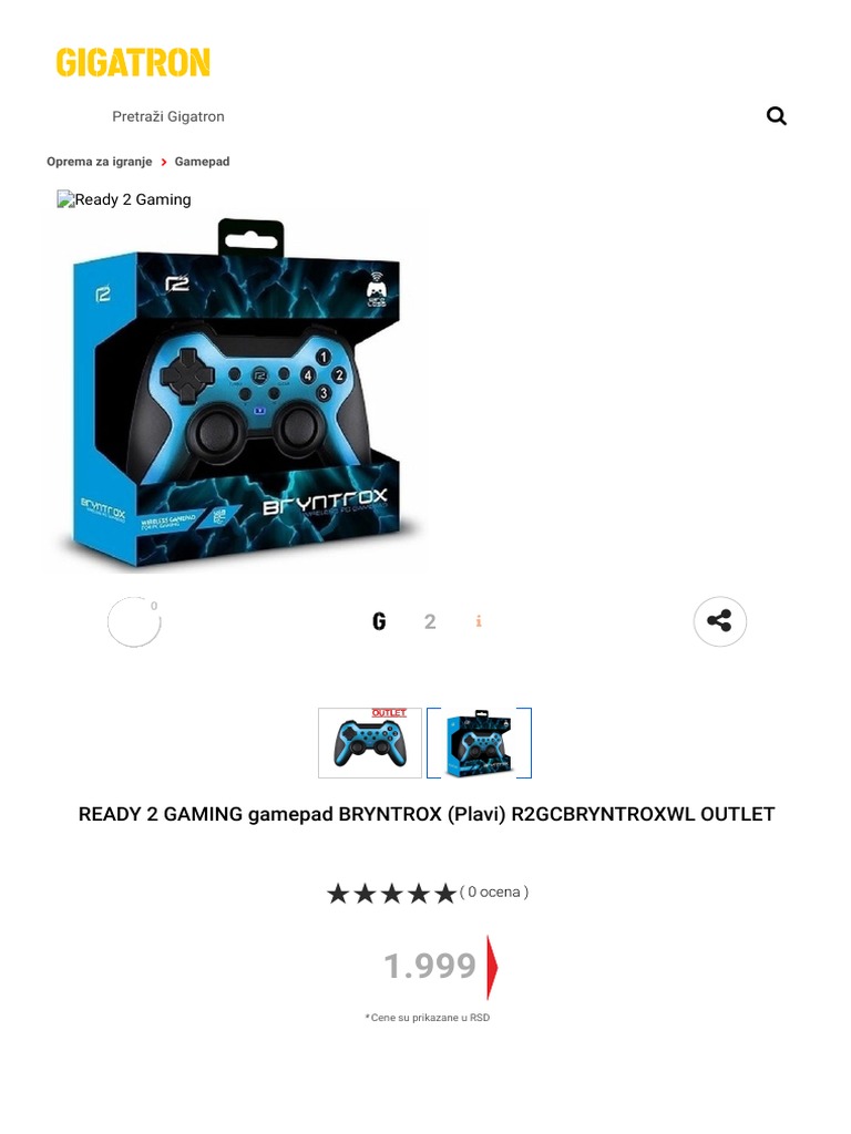 READY 2 GAMING Gamepad BRYNTROX (Plavi) R2GCBRYNTROXWL OUTLET - Gigatron | PDF