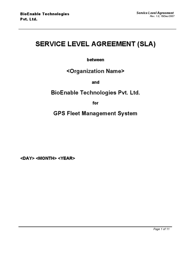 GPS Fleet Management SLA Template | PDF | Service Level Agreement ...