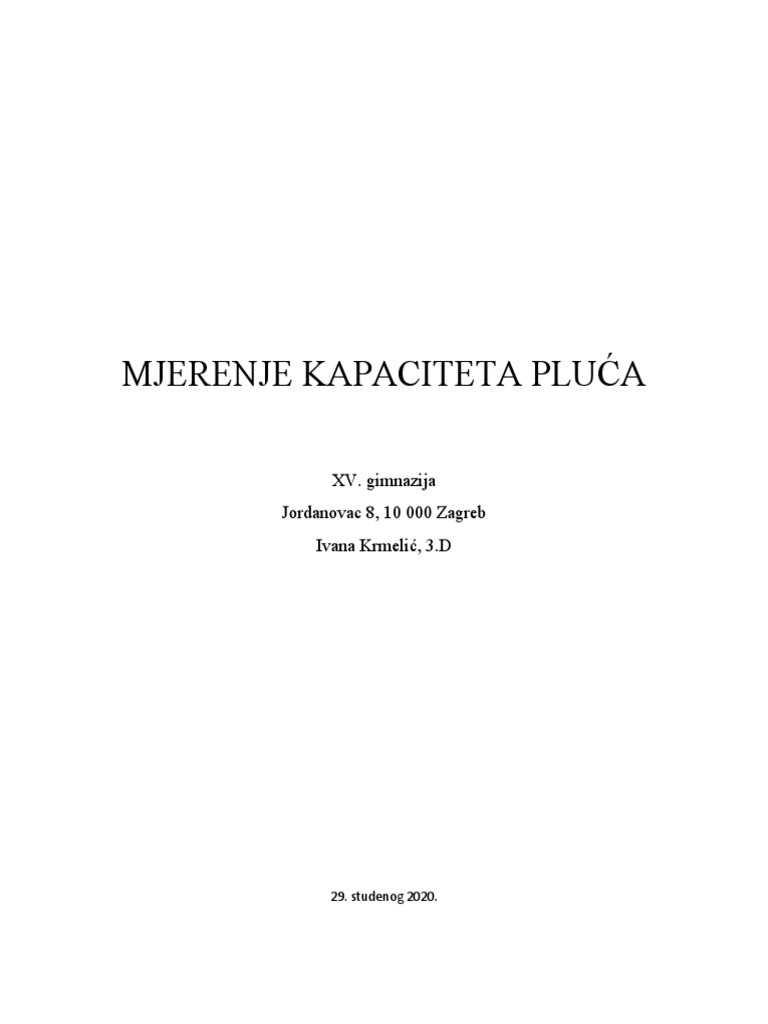 Mjerenje Kapaciteta Pluća | PDF