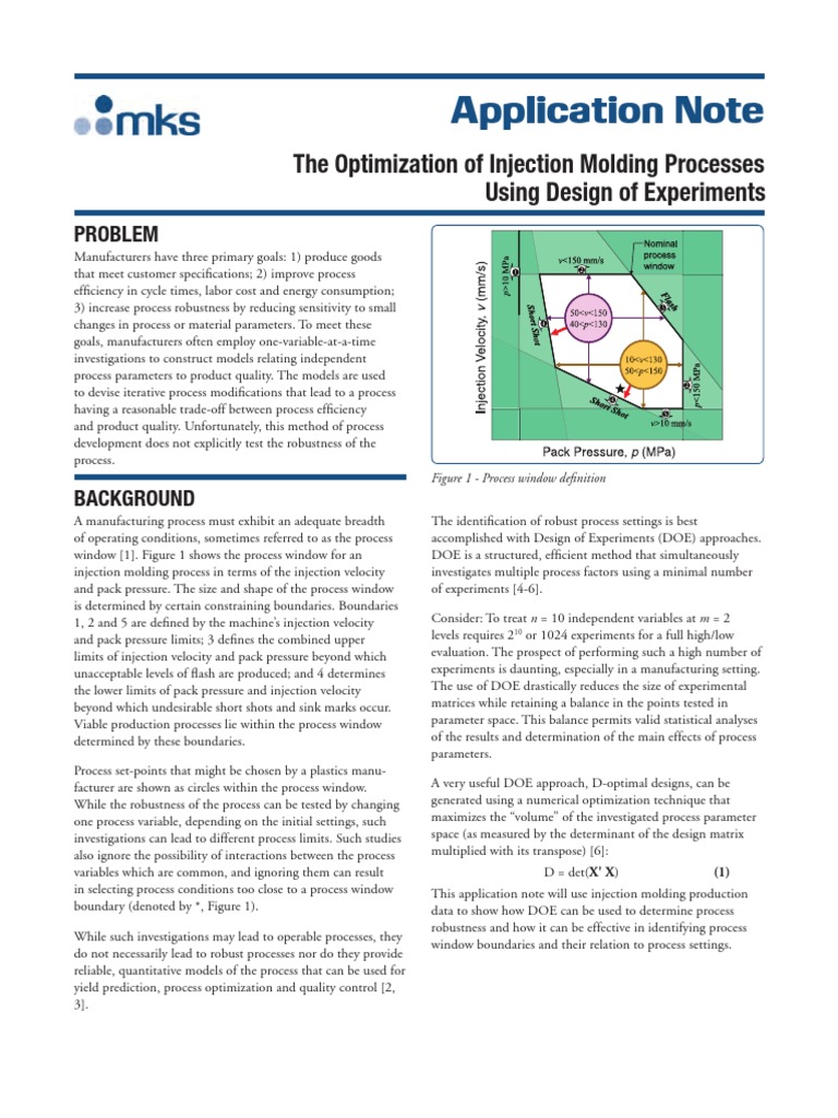 The Optimization Of Injection Molding Processes Using Doe Pdf