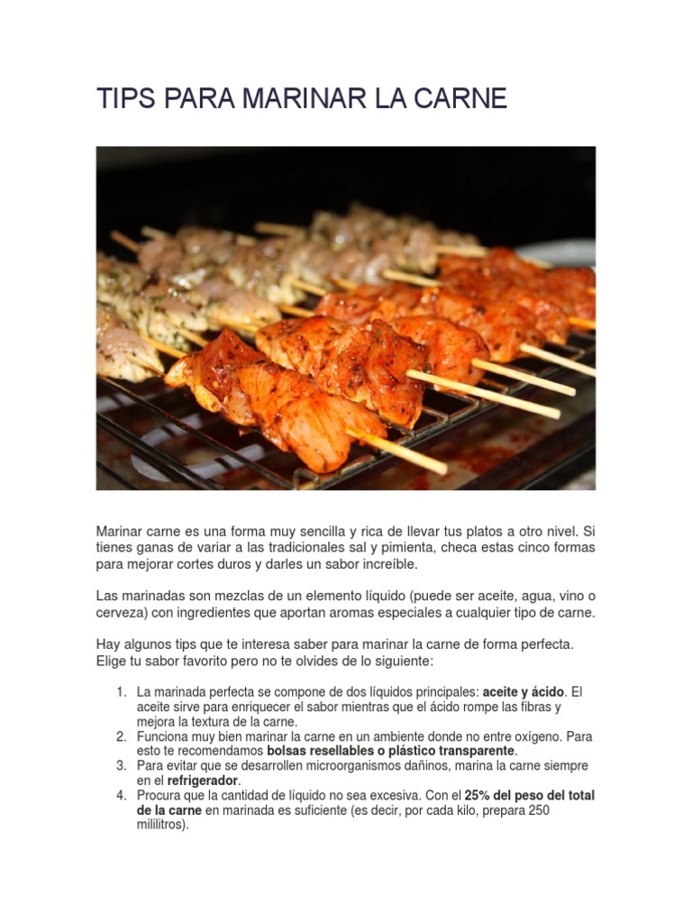 Tips para Marinar Carne Perfectamente | PDF | Marinado | Carne