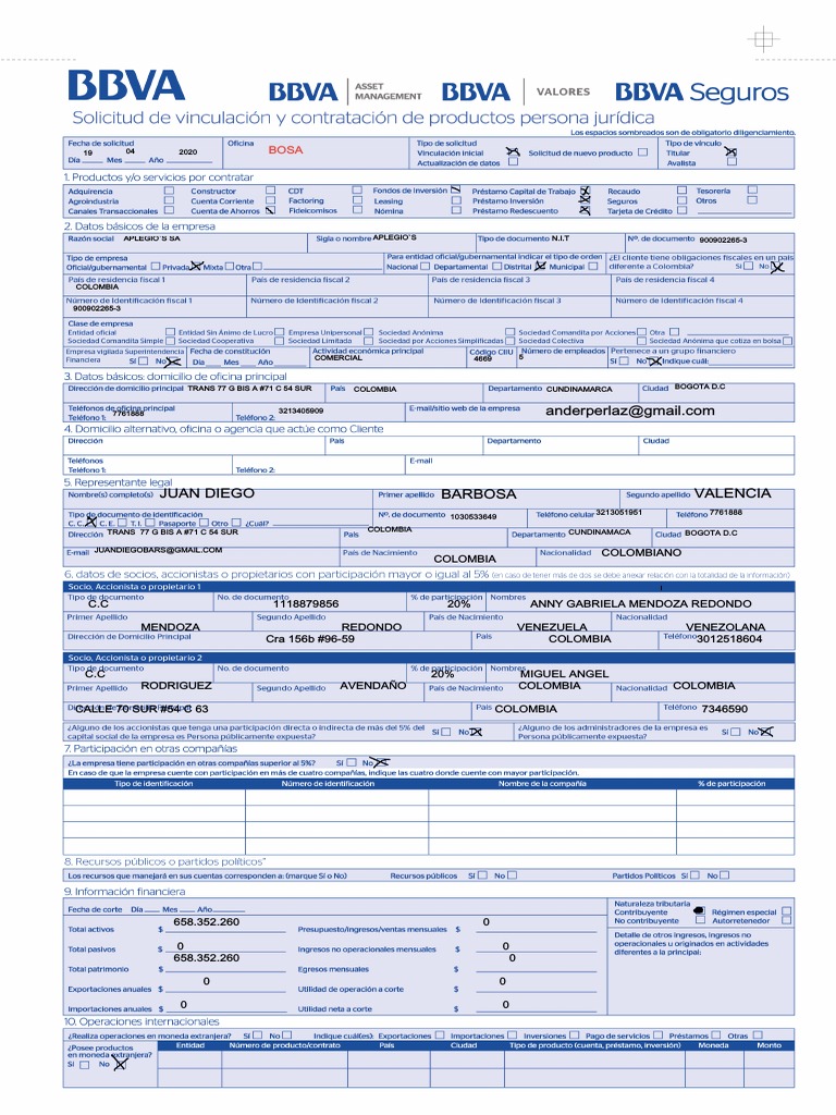 Formato VINCULACION BANCARIA BBVA | PDF
