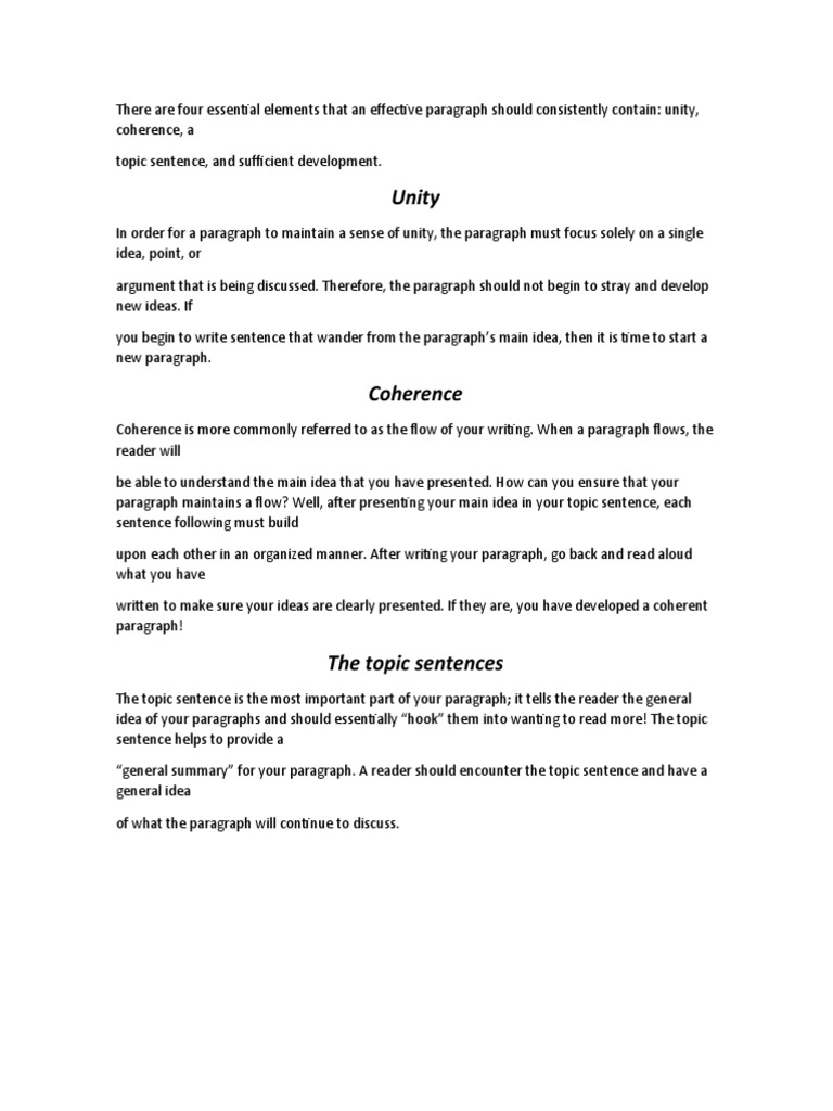 Essential Elements of Effective Paragraphs | PDF | Career & Growth ...