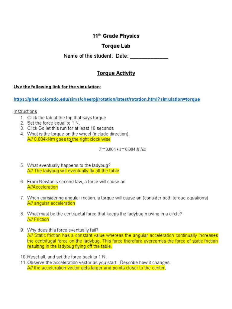 Torque Lab | PDF | Acceleration | Force