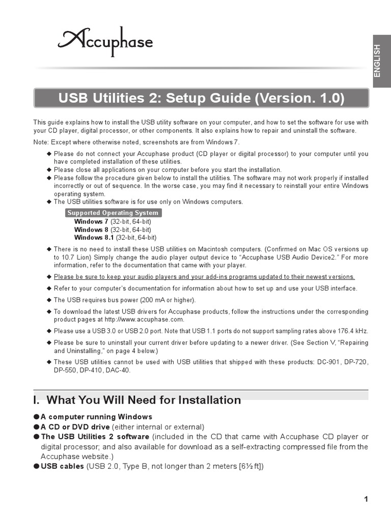 USB Utilities 2: Setup Guide (Version. 1.0) : I. What You Will Need For ...