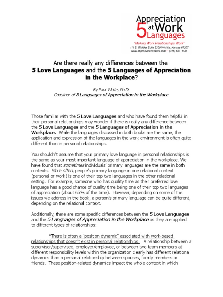 The 5 Love Languages at Work | PDF | Gift | Employment