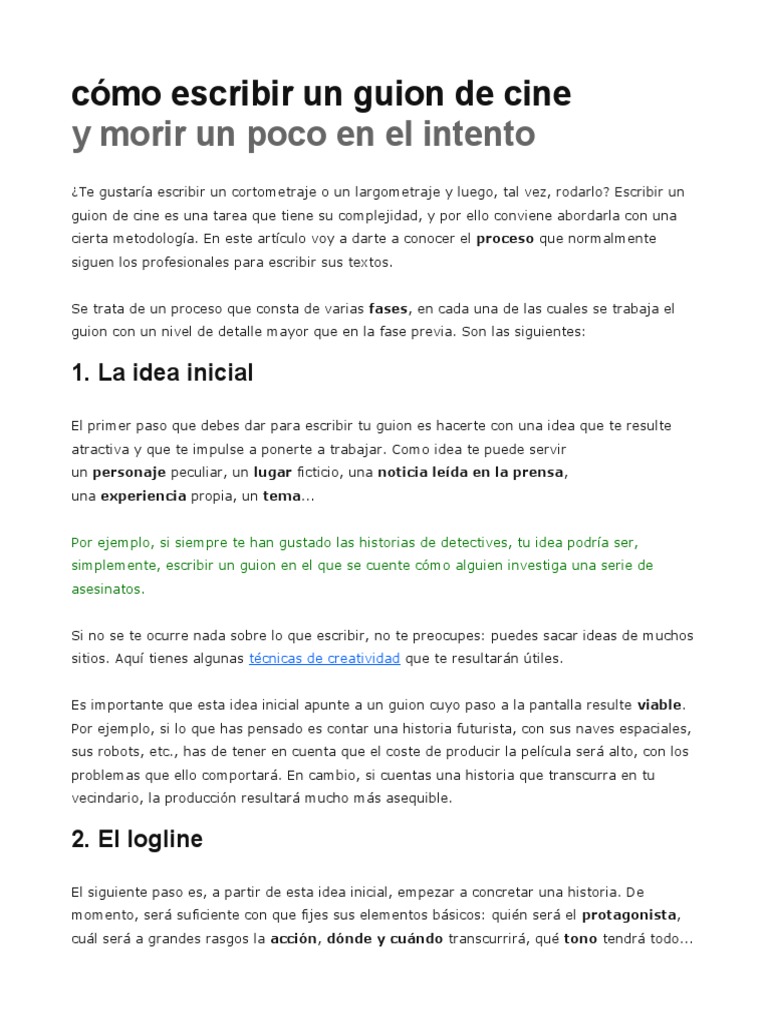 Cómo Escribir Un Guion de Cine | PDF | Guión