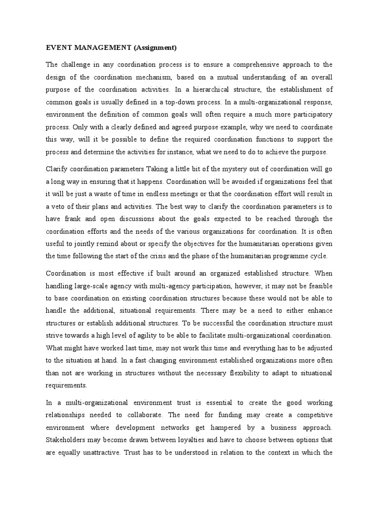 EVENT MANAGEMENT (Assignment) | PDF | Popular Culture & Media Studies ...