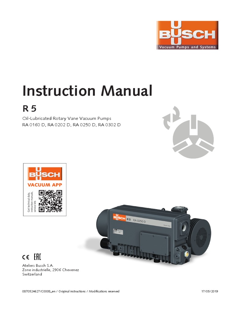 Busch Instruction Manual R 5 RA 0160 0305 D en 0870524627 C0008 | PDF ...