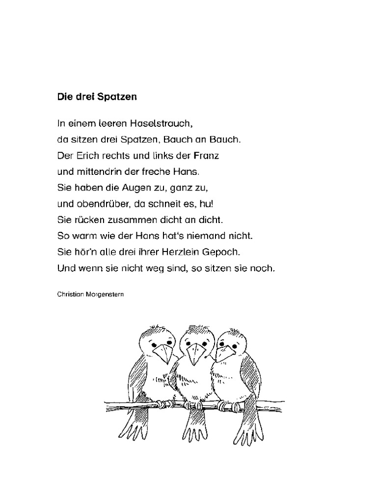 Gedicht Die 3 Spatzen