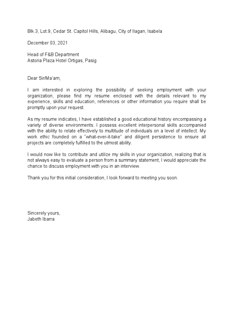 Application Letter | PDF