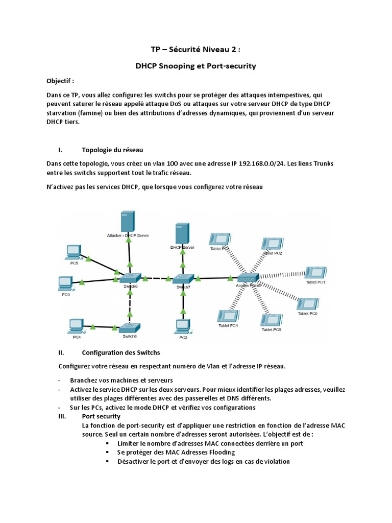 TP4 - DHCP Snooping Et Port-Security | PDF | Transmission des données | Protocoles de communication