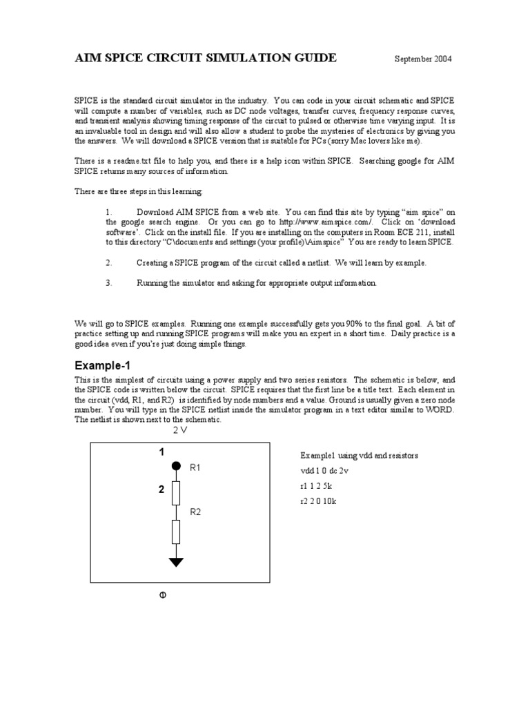 Aim Spice Tutorial v3 | PDF | Spice | Cmos
