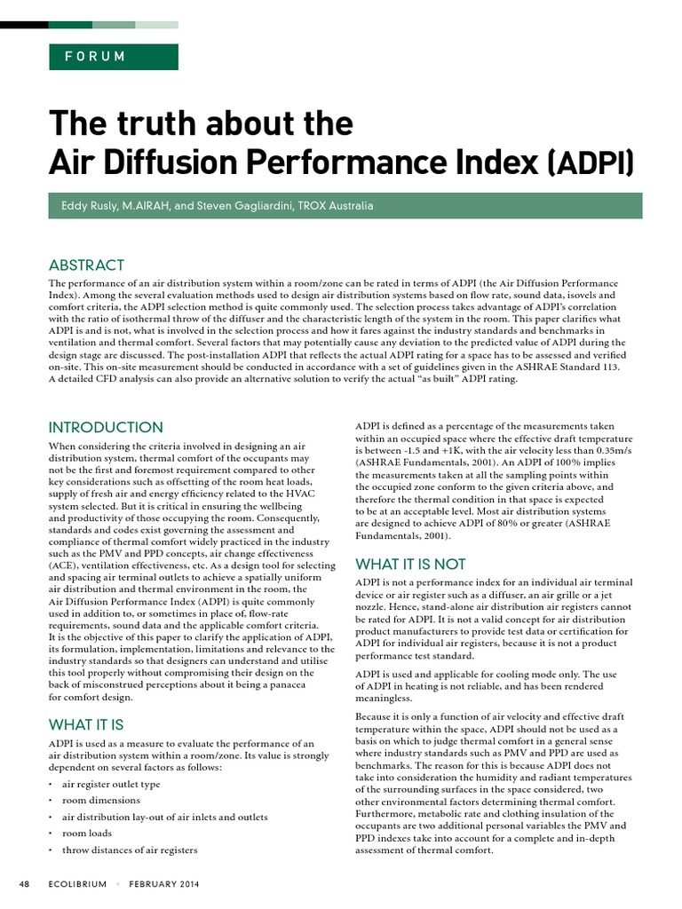 The Truth About The Air Diffusion Performance Index: (ADPI) | PDF ...